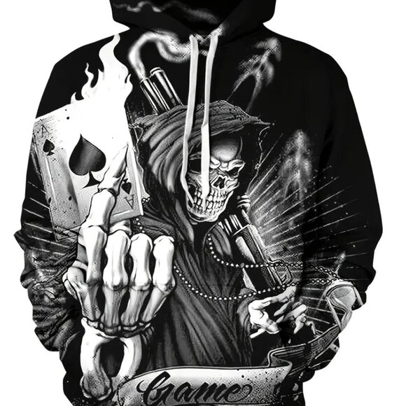 Shirts | Mens 3d Skeleton Game Over Graphic Hoody 2x | Poshmark